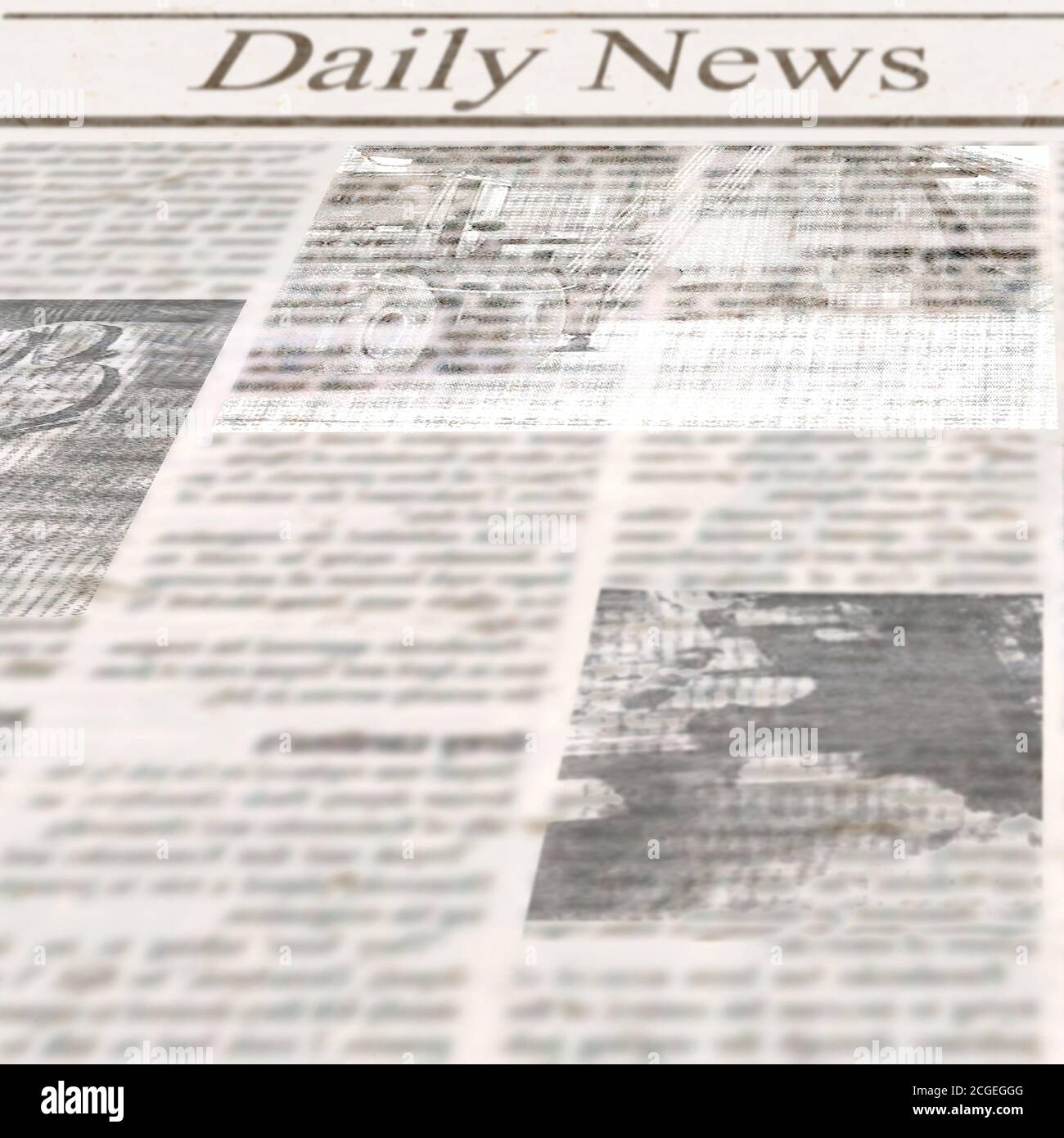Daily news newspaper with headline and old unreadable text. Vintage ...