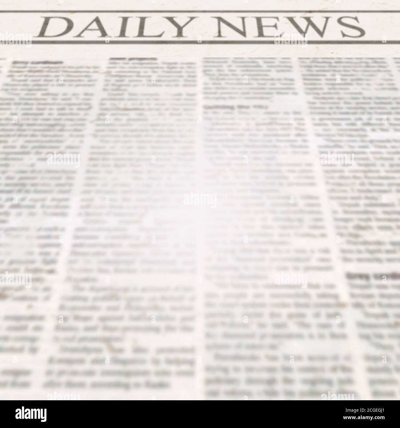 Daily news newspaper with headline and old unreadable text. Vintage ...