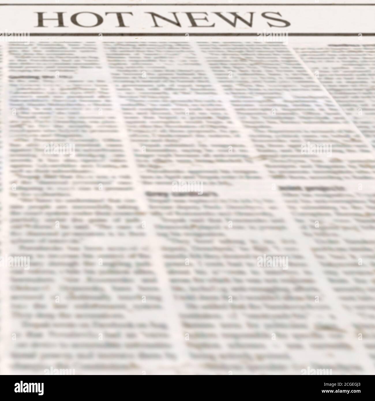 Newspaper with headline Hot News and old unreadable text. Vintage ...