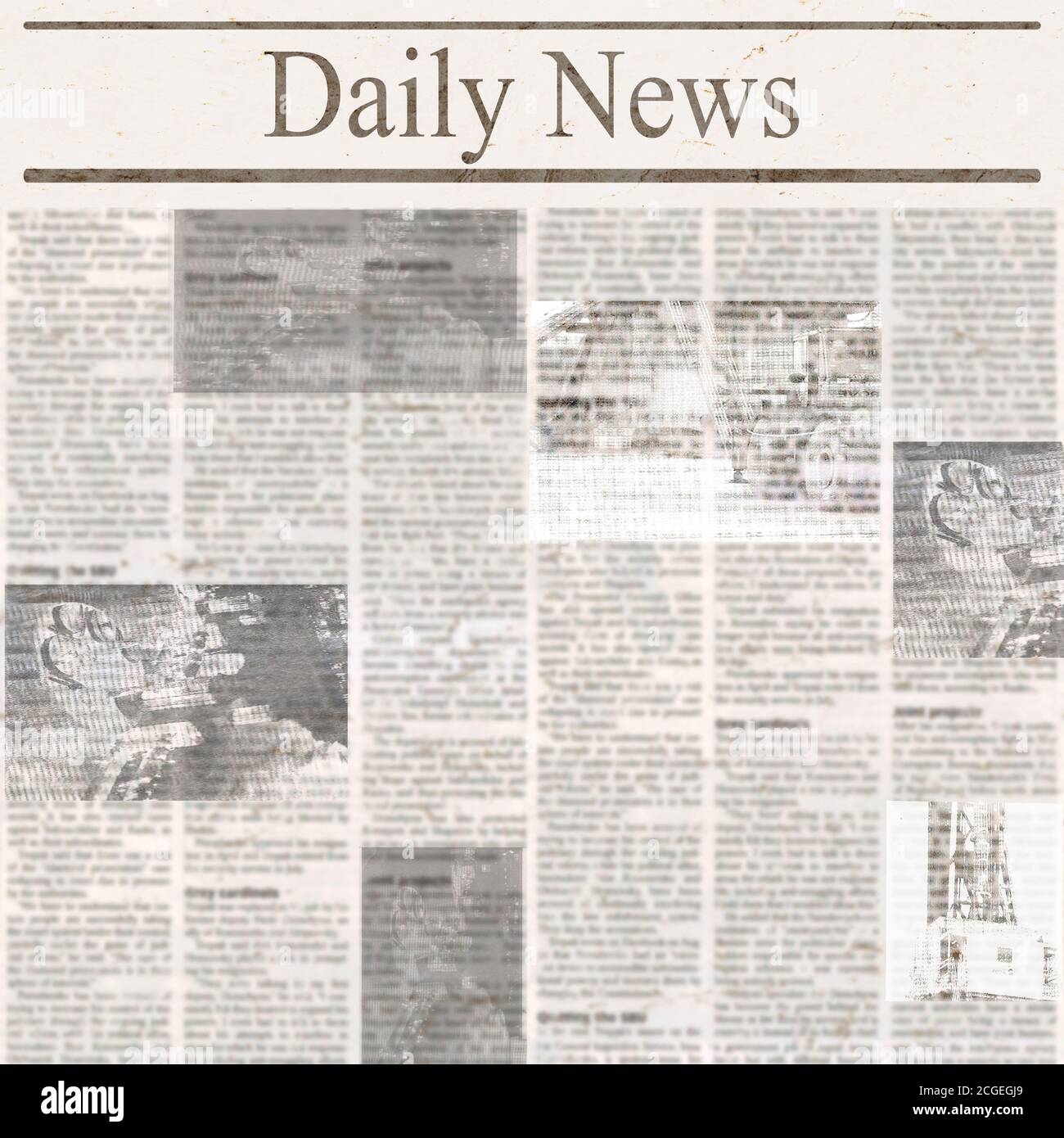 Daily news newspaper with headline and old unreadable text. Vintage ...