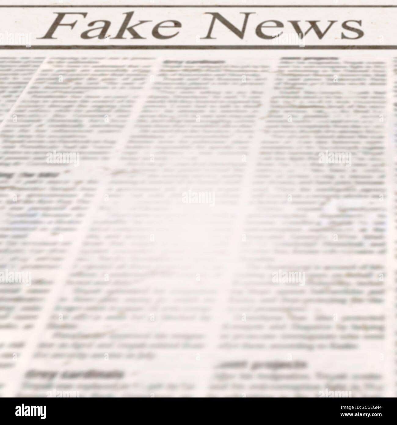 Newspaper with headline Fake News and old unreadable text. Vintage ...