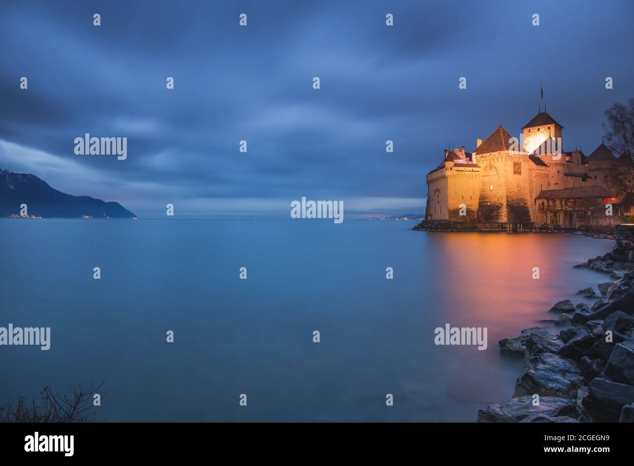 The Castle of Chillon, on Lake Geneva, Montreux, Canton Vaud ...
