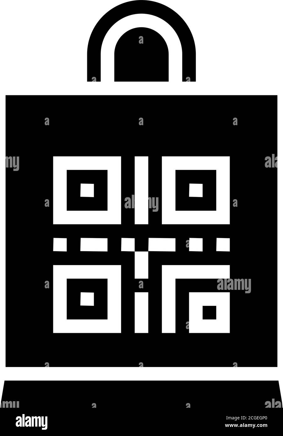 qr code on shop bag glyph icon vector isolated illustration Stock ...