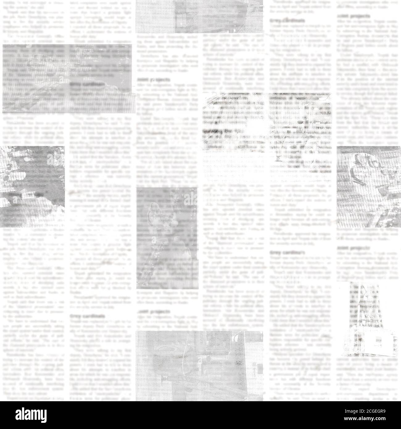 Newspapers seamless pattern with old unreadable text and images ...