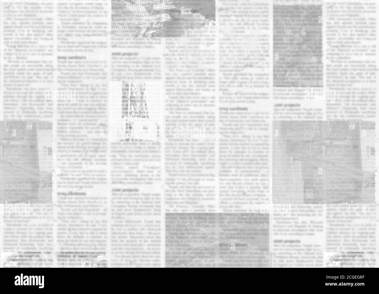 Newspaper with old unreadable text. Vintage grunge blurred paper news ...