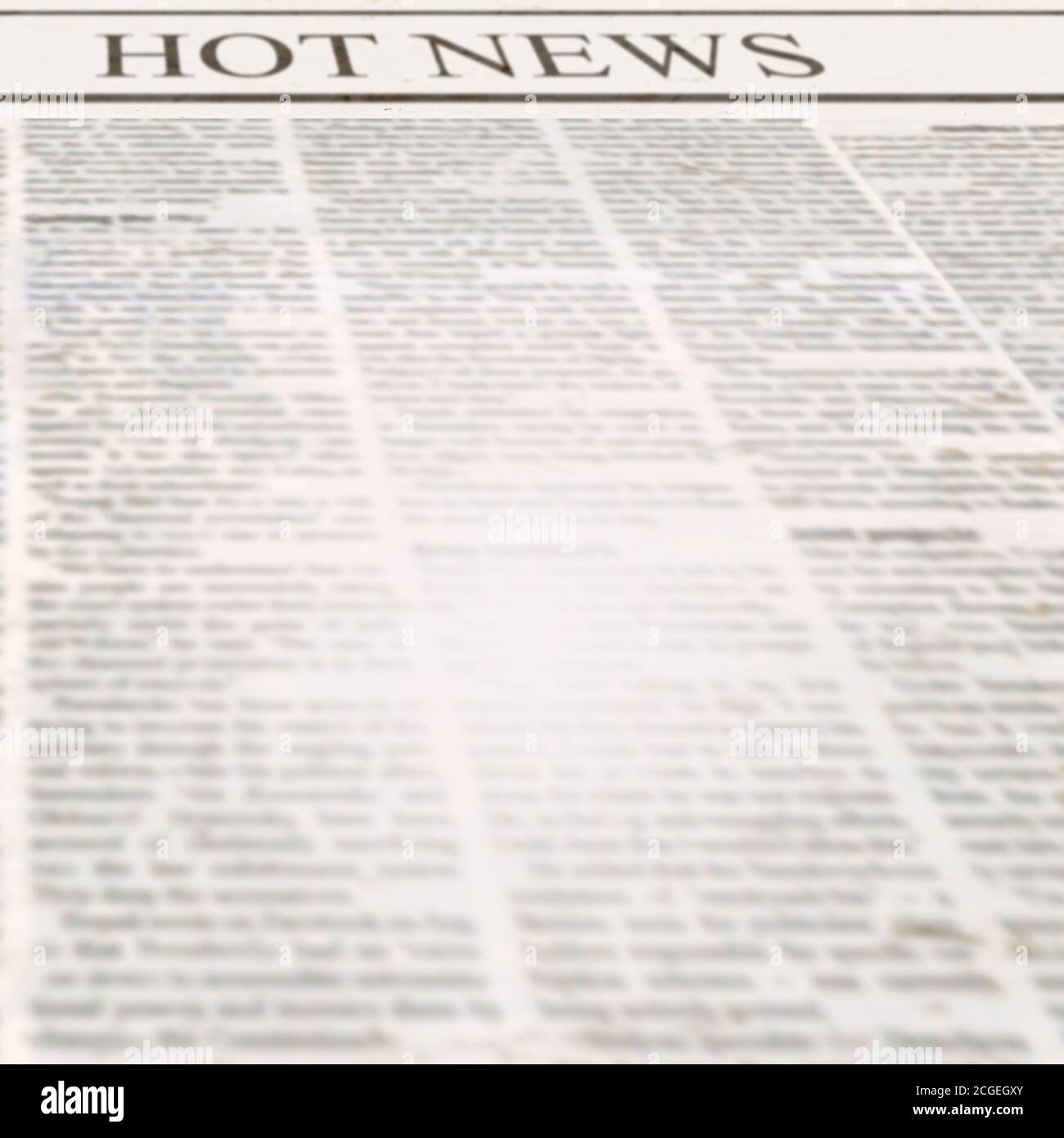 Newspaper with headline Hot News and old unreadable text. Vintage ...