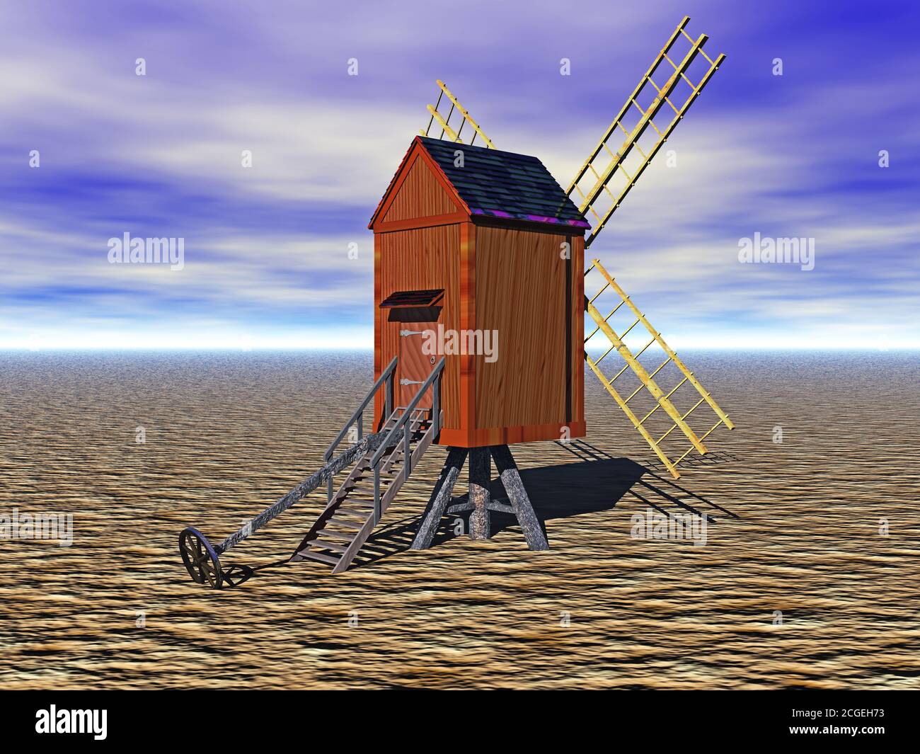 Wooden Wind Mill Stock Photo - Alamy