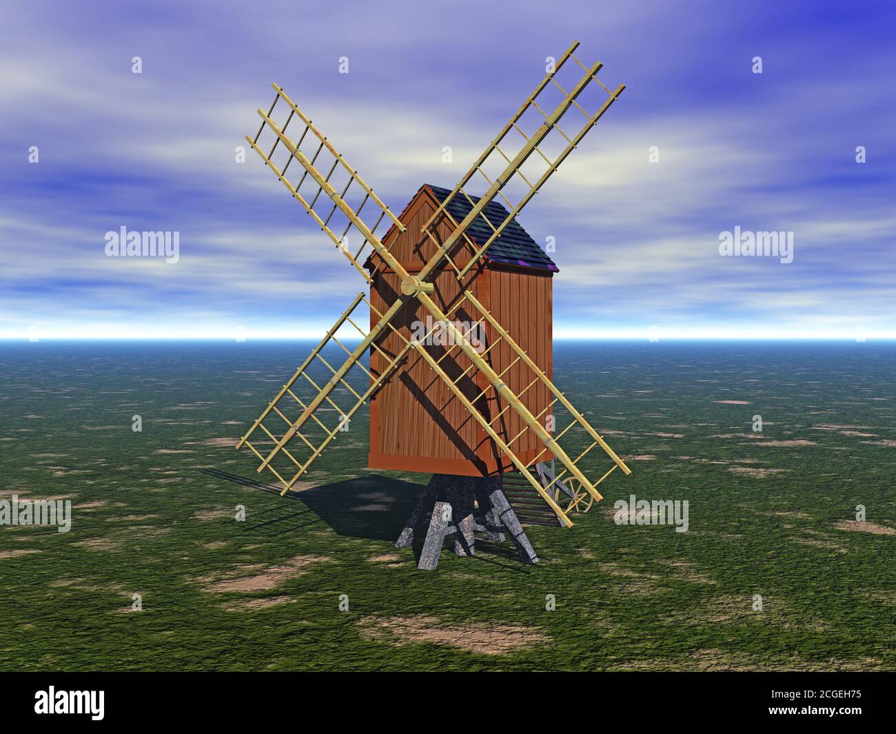 Wooden Wind Mill Stock Photo - Alamy