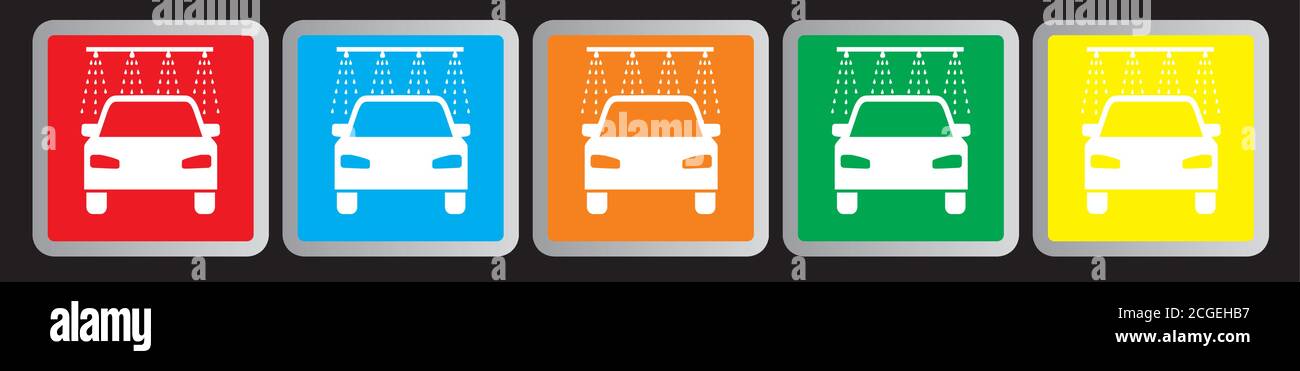 Vector illustration, sign car wash, degreasing and vax. Button, signs ...