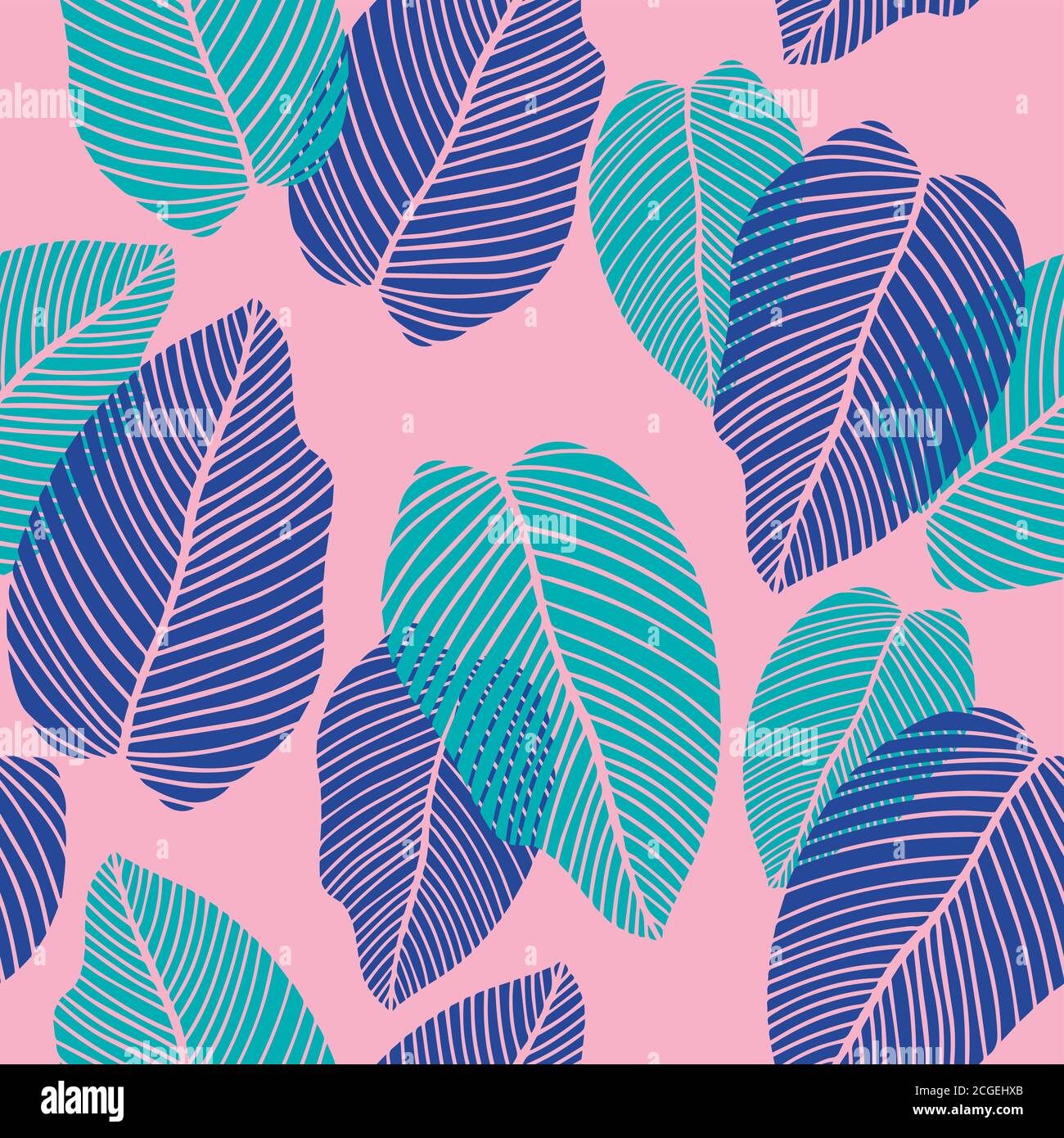 Retro pattern tropical leaves hi-res stock photography and images - Alamy