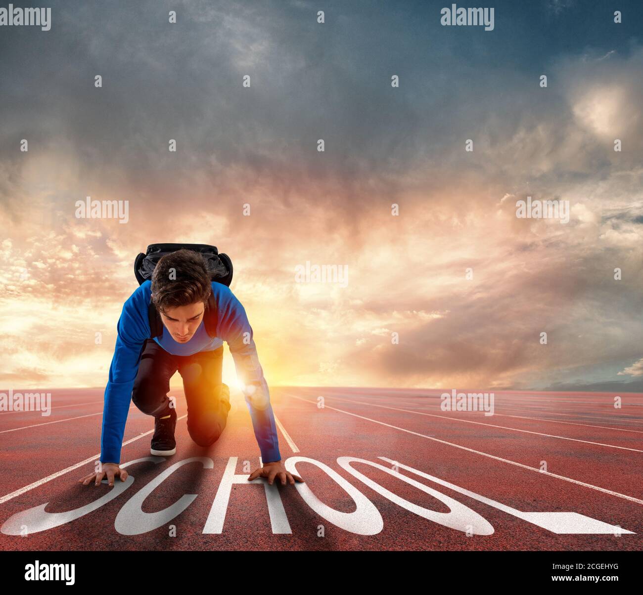 Student ready to run like a competition. school is started Stock Photo ...