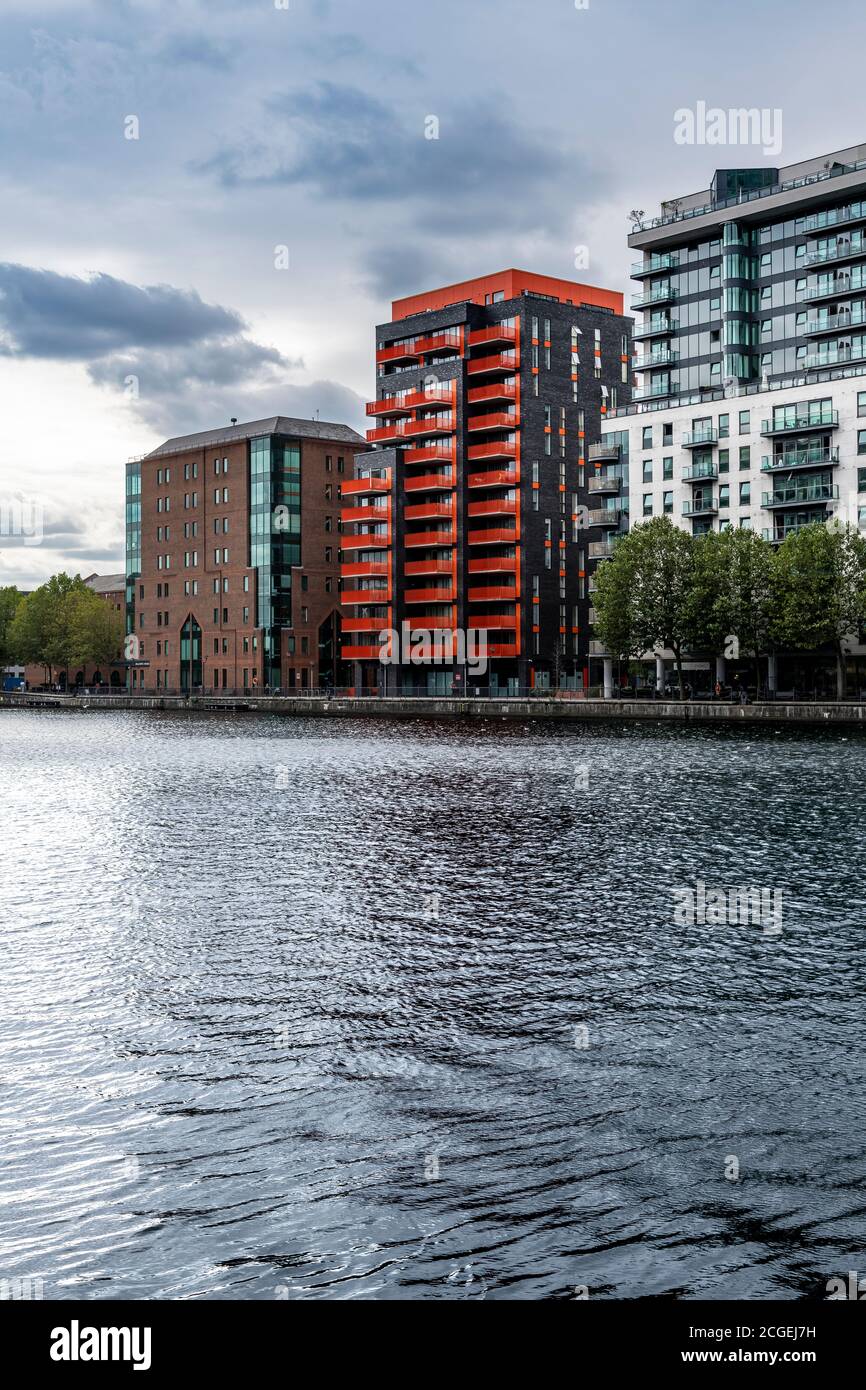London Docklands regeneration on Millwall Inner Dock on the Isle of ...