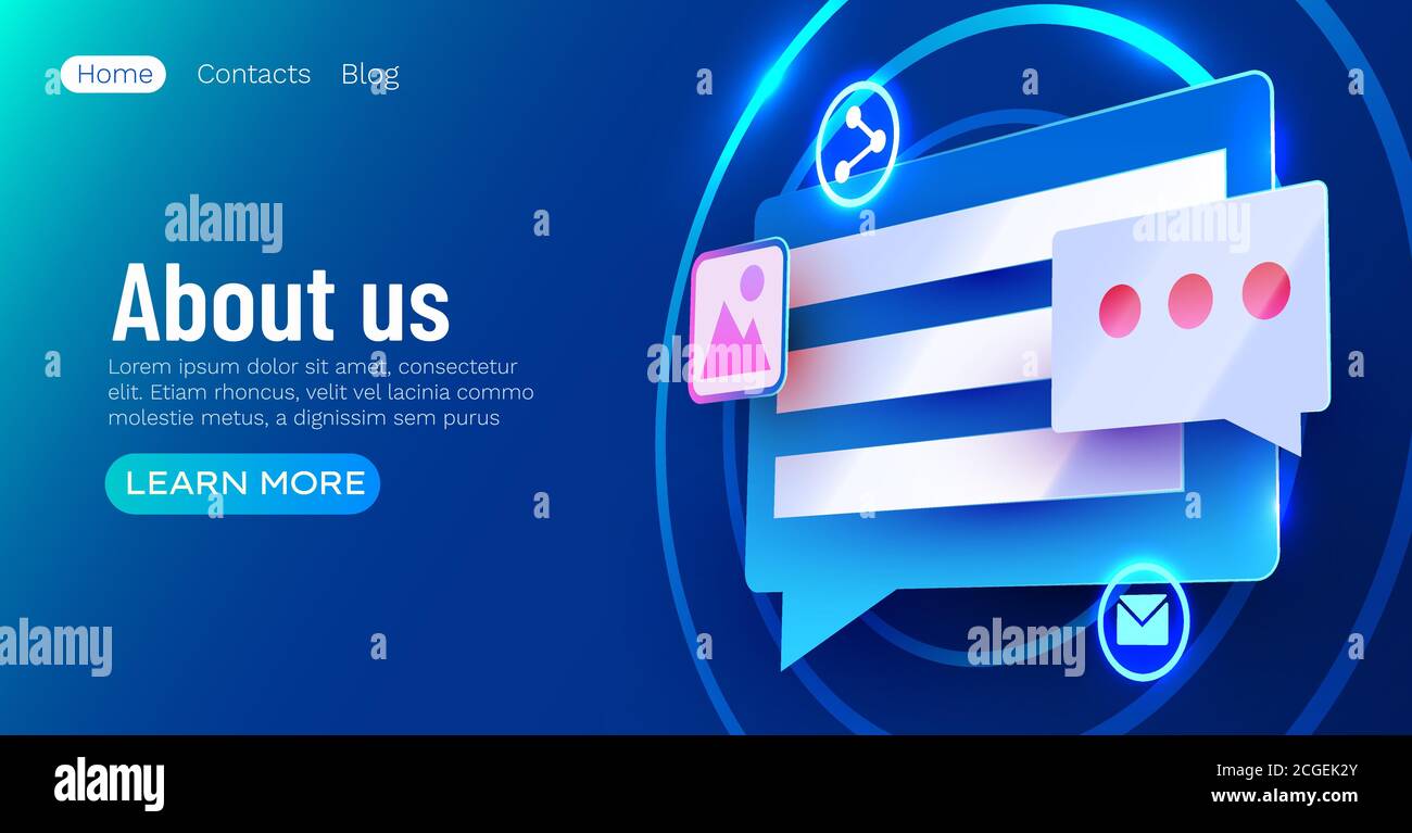 Futuristic banner with chat chat bubble. Internet messaging concept. Vector illustration Stock ...