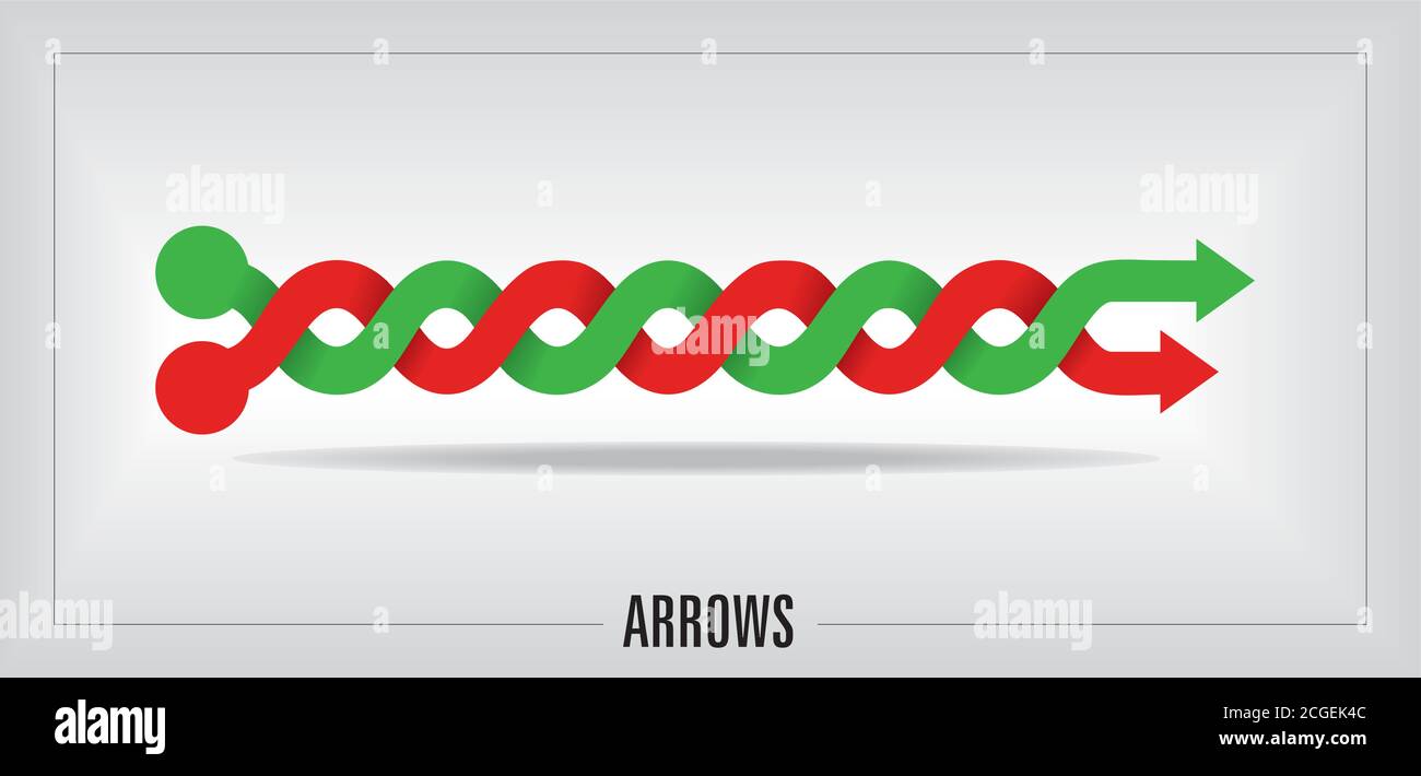 Intertwined arrows in green and red. Vector illustration. EPS10 Stock ...