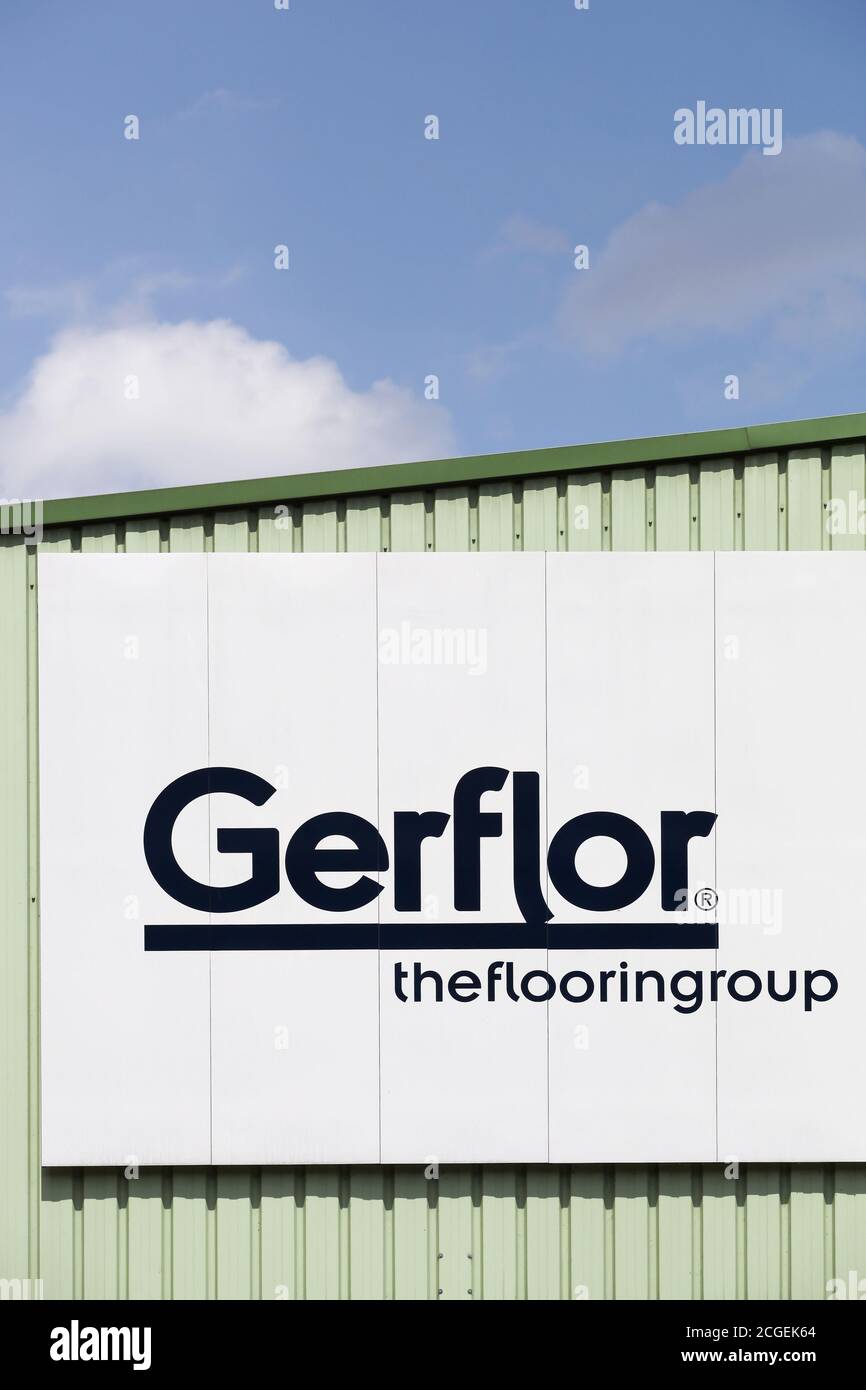 Tarare, France - June 27, 2020: Gerflor logo on a building. Gerflor is ...