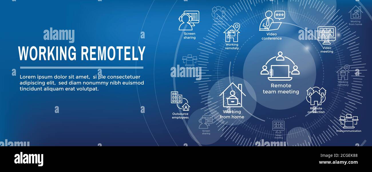 Remote work icon set & web header banner Stock Vector Image & Art - Alamy