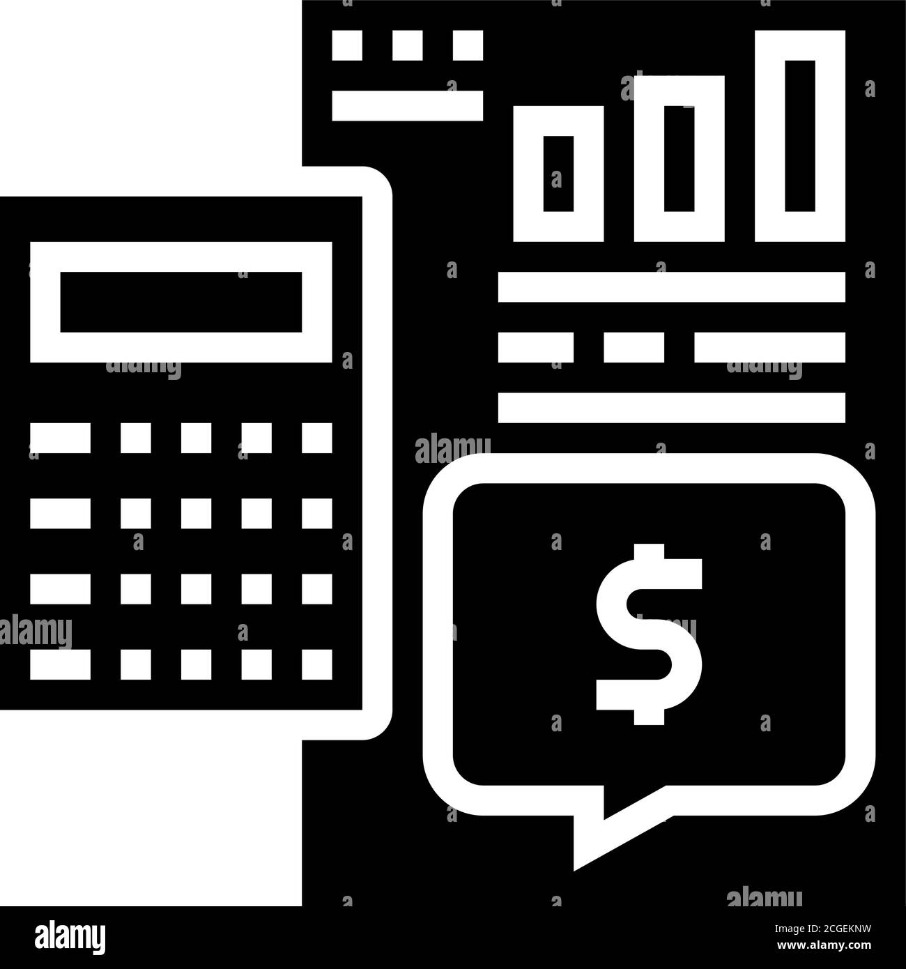 calculator counting investment report glyph icon vector isolated ...