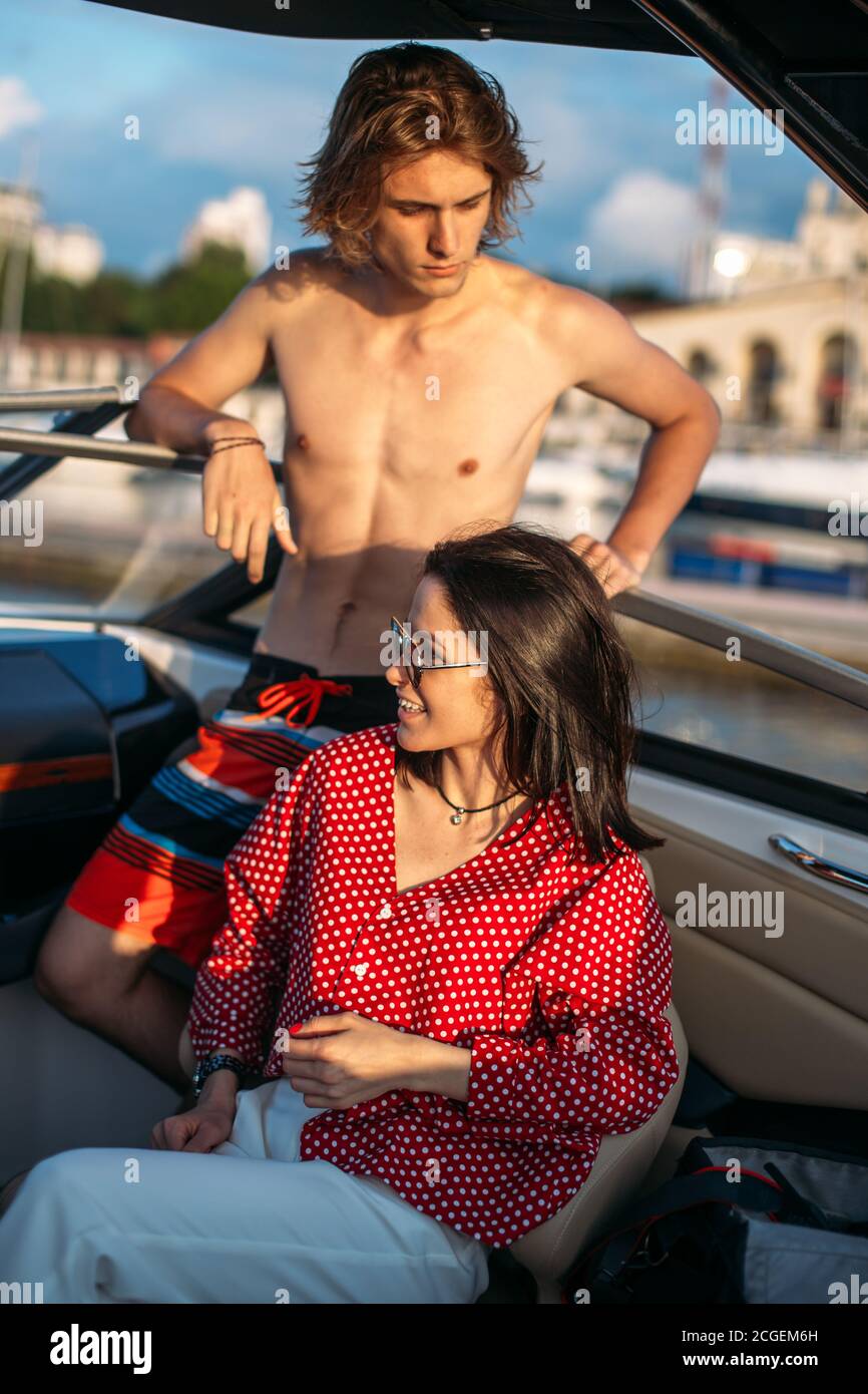 Girl driving speedboat hi-res stock photography and images - Alamy