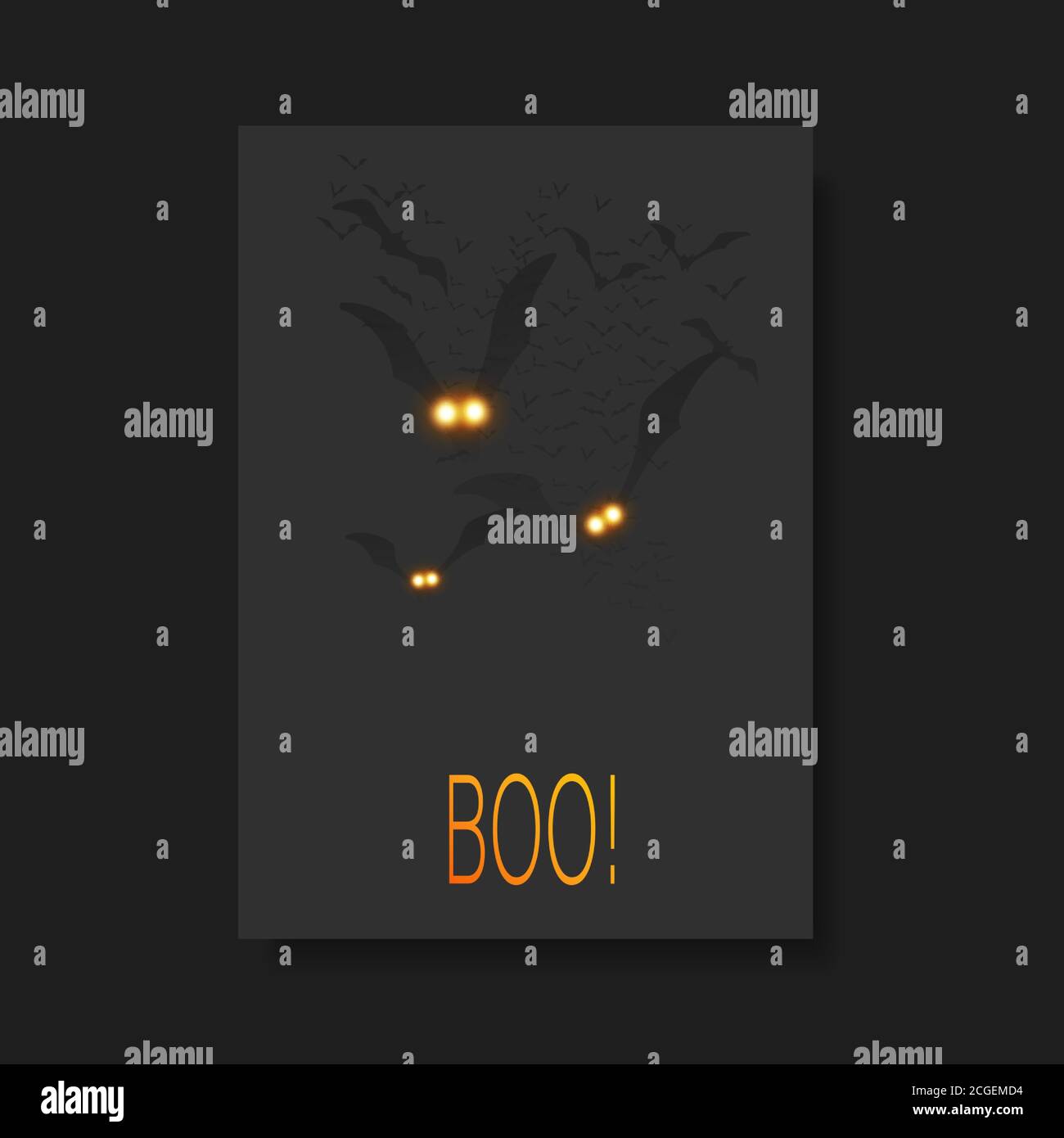 Happy Halloween Card or Flyer Template - Flying Bats with Glowing Eyes ...