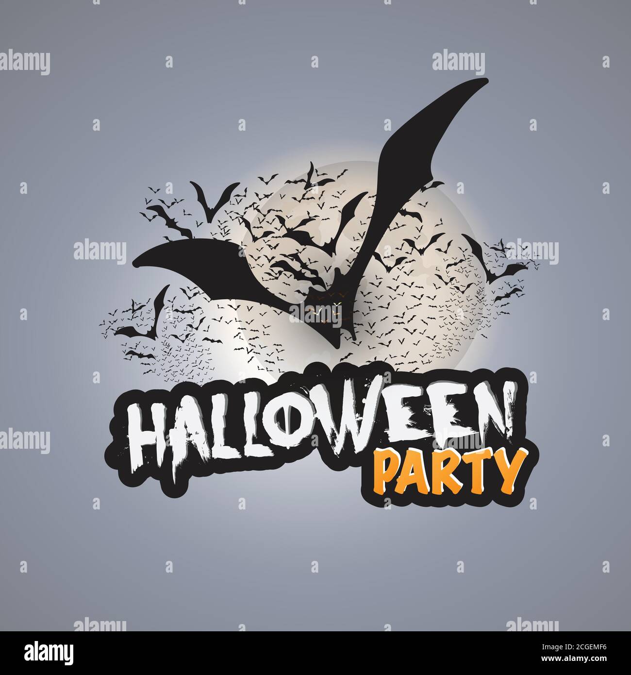 Happy Halloween Party Poster Template - Flying Bats with Glowing Eyes ...