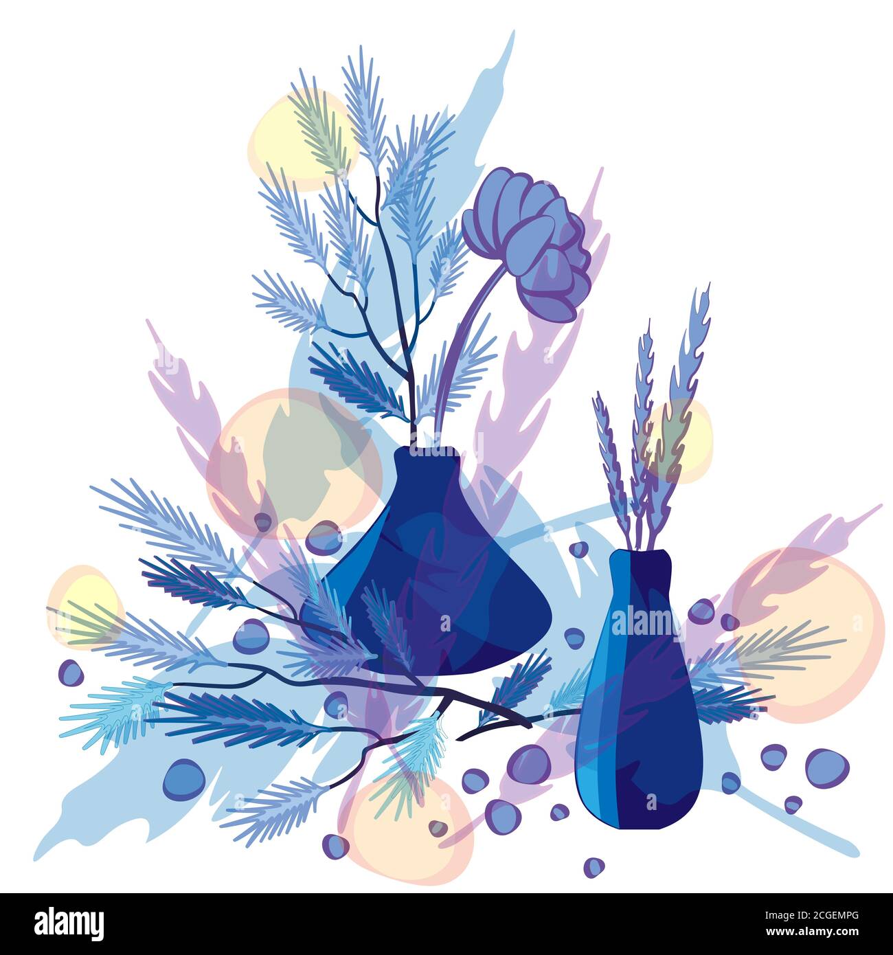 composition of plants in blue tones pattern Stock Vector Image & Art ...