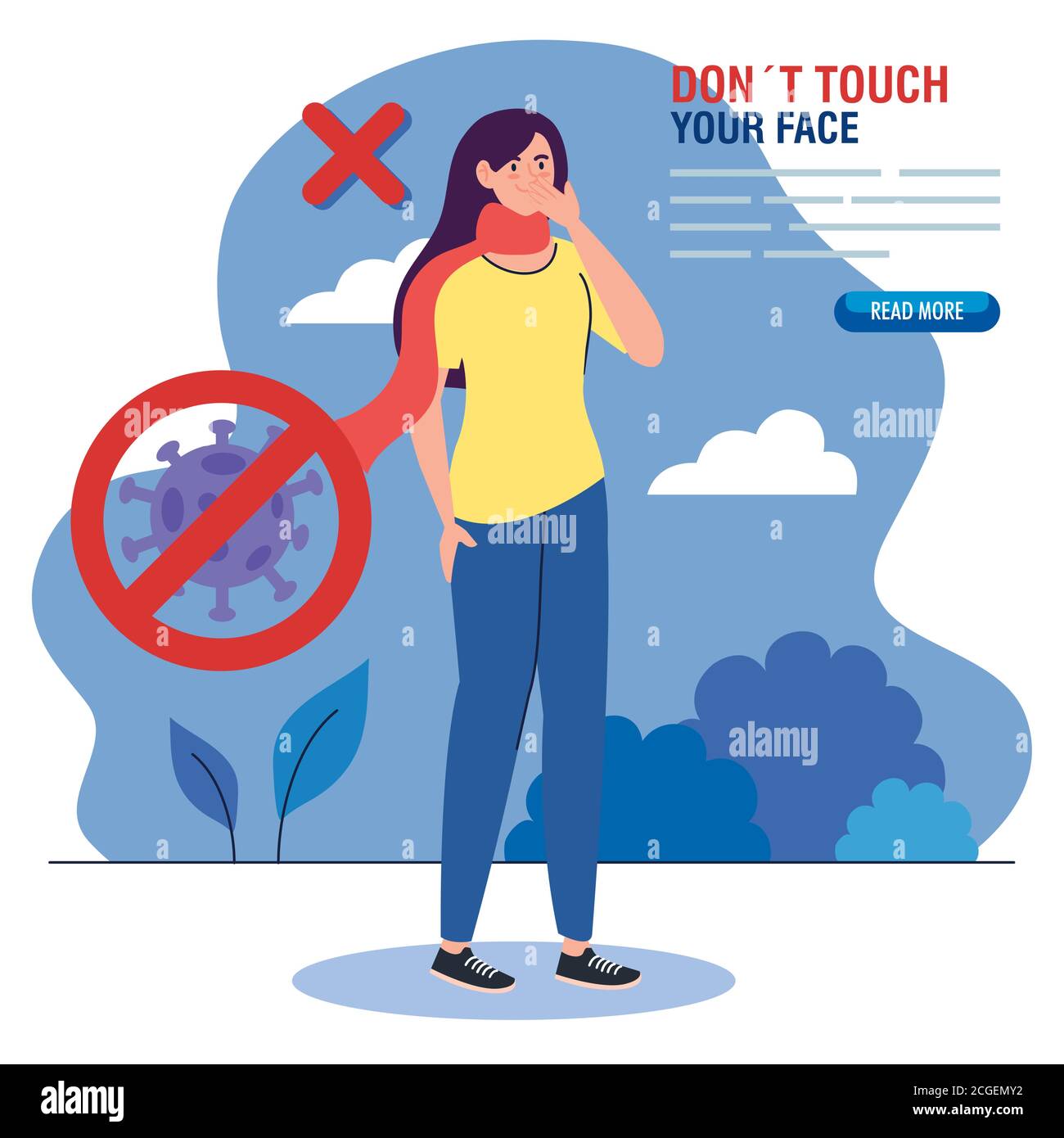 do not touch your face, woman with scarf outdoor, avoid touching your ...