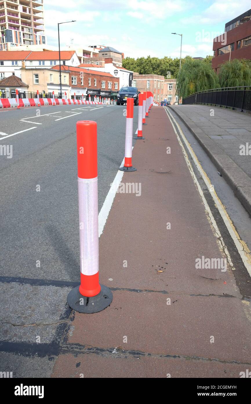 Row bollards separating cycle lane hi-res stock photography and images ...