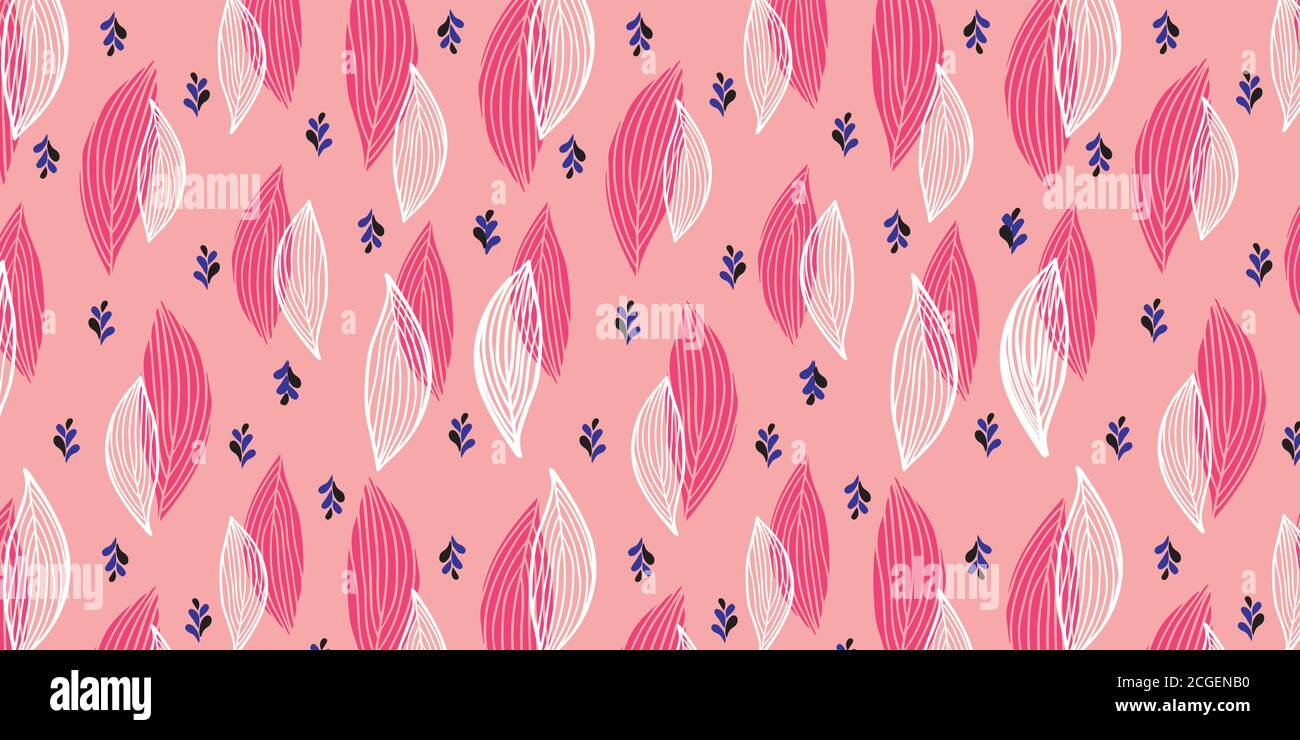 Floral background of leaves in flat style. Colorful leaf endless ...