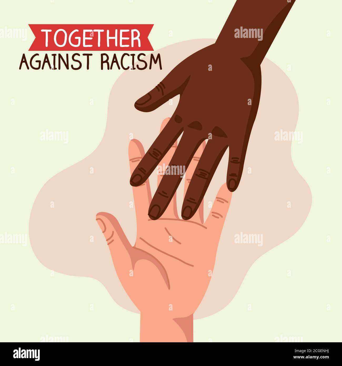 together against racism, with joined hands, black lives matter concept ...