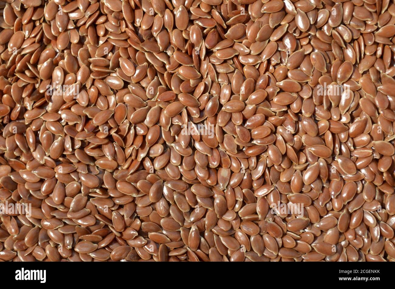 Brown linseed as a background texture. Close-up, top view Stock Photo ...