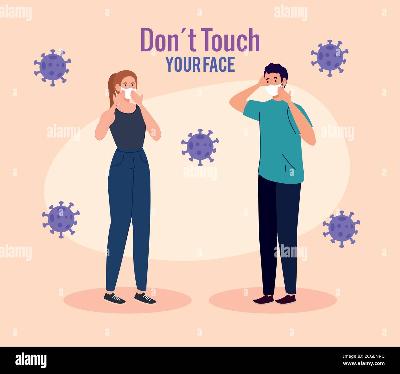 do not touch your face, couple using face mask, avoid touching your ...