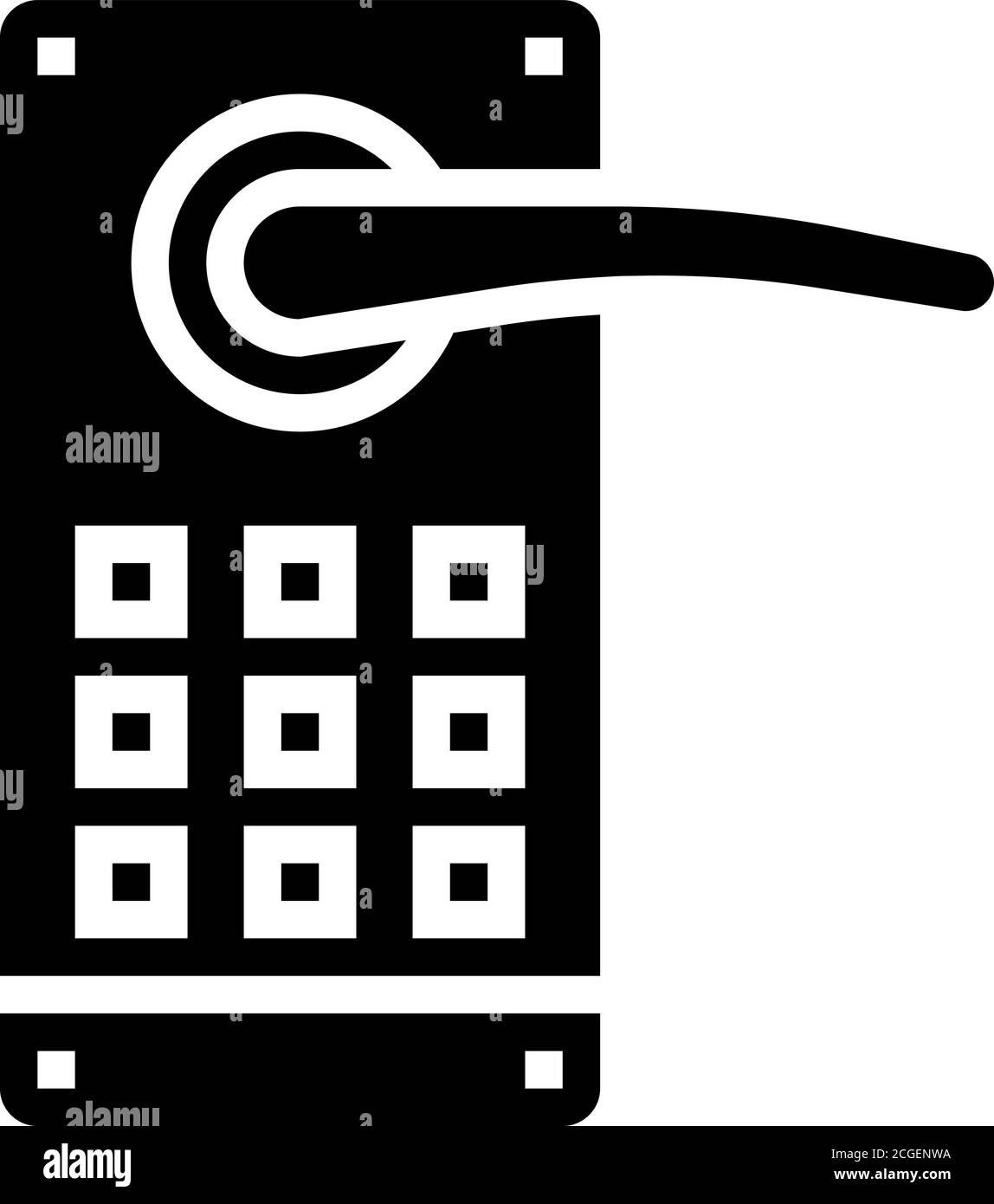 door lock with password glyph icon vector isolated illustration Stock ...