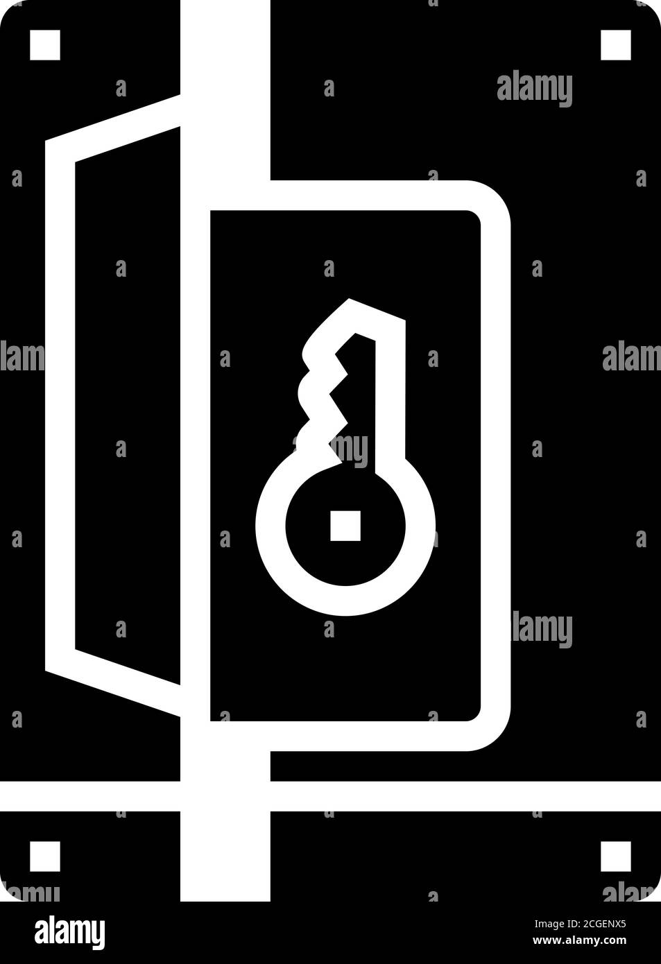lock with key glyph icon vector isolated illustration Stock Vector ...