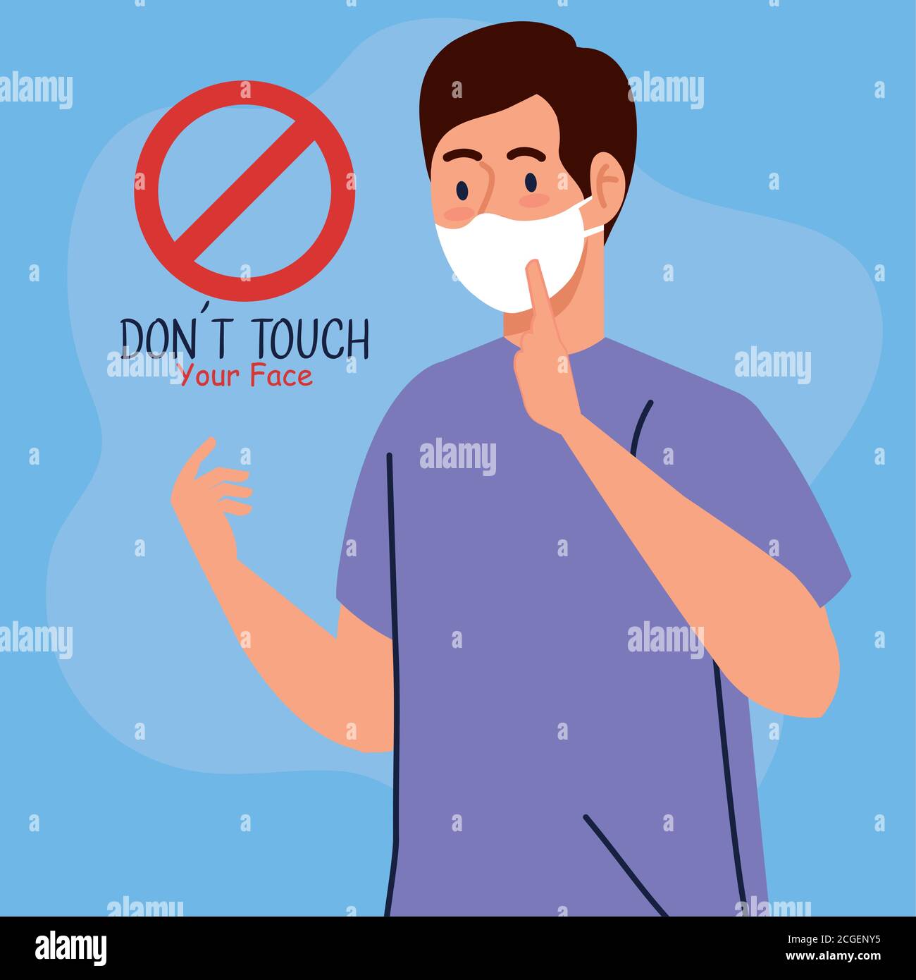 do not touch your face, man using face mask, avoid touching your face ...