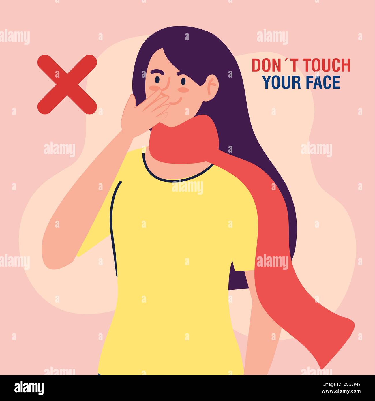 do not touch your face, woman with scarf, avoid touching your face ...