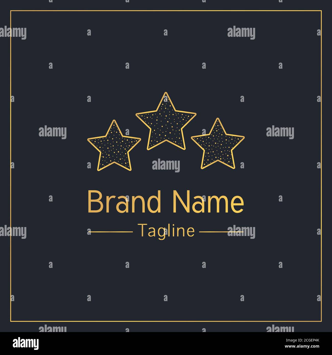 Three stars golden outline logo design template Stock Vector Image ...