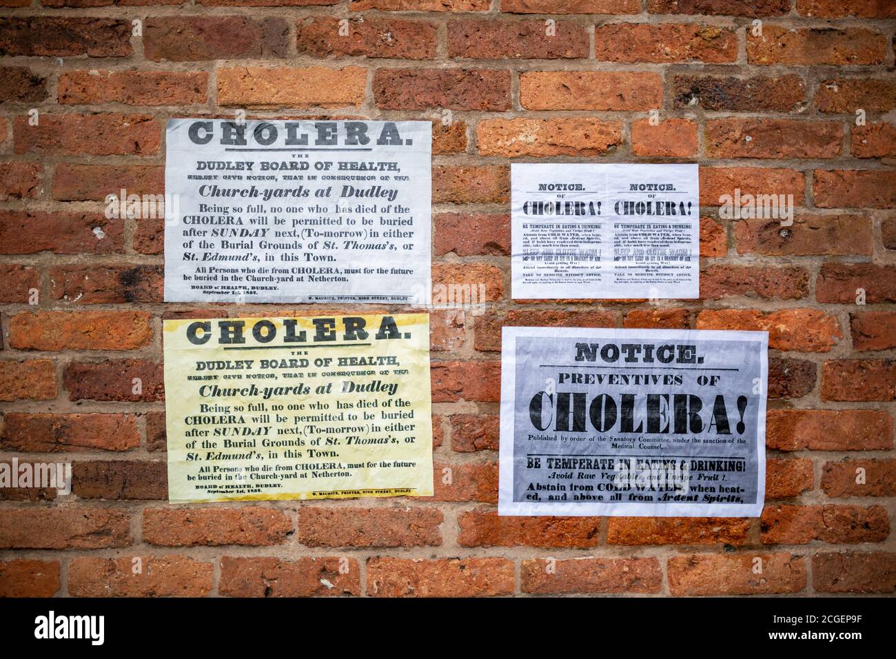 Posters on a wall warning of Cholera in the UK Stock Photo - Alamy