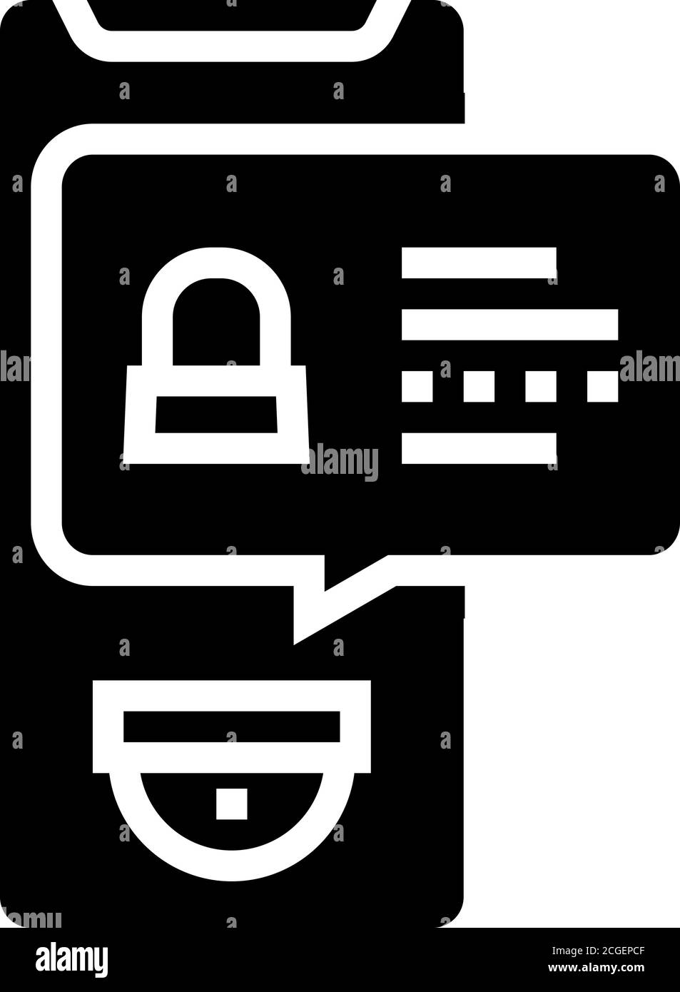 security application message glyph icon vector isolated illustration ...