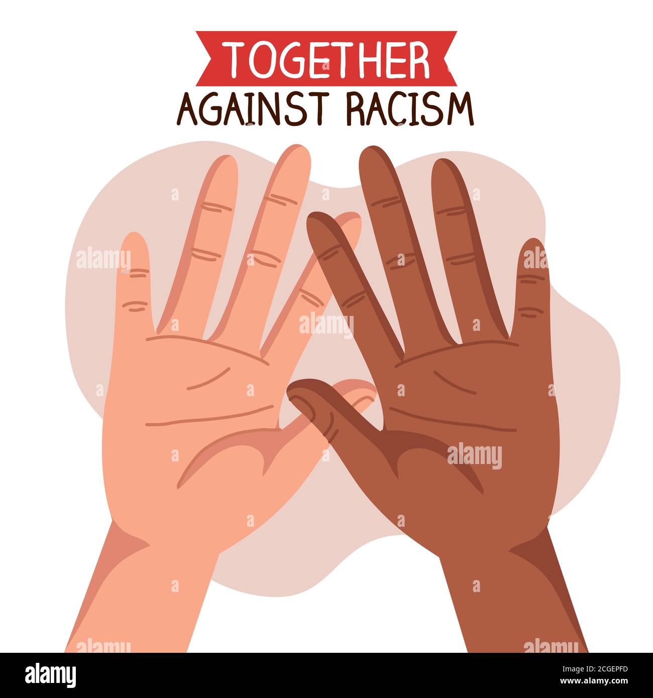 together against racism, with hands, black lives matter concept Stock ...