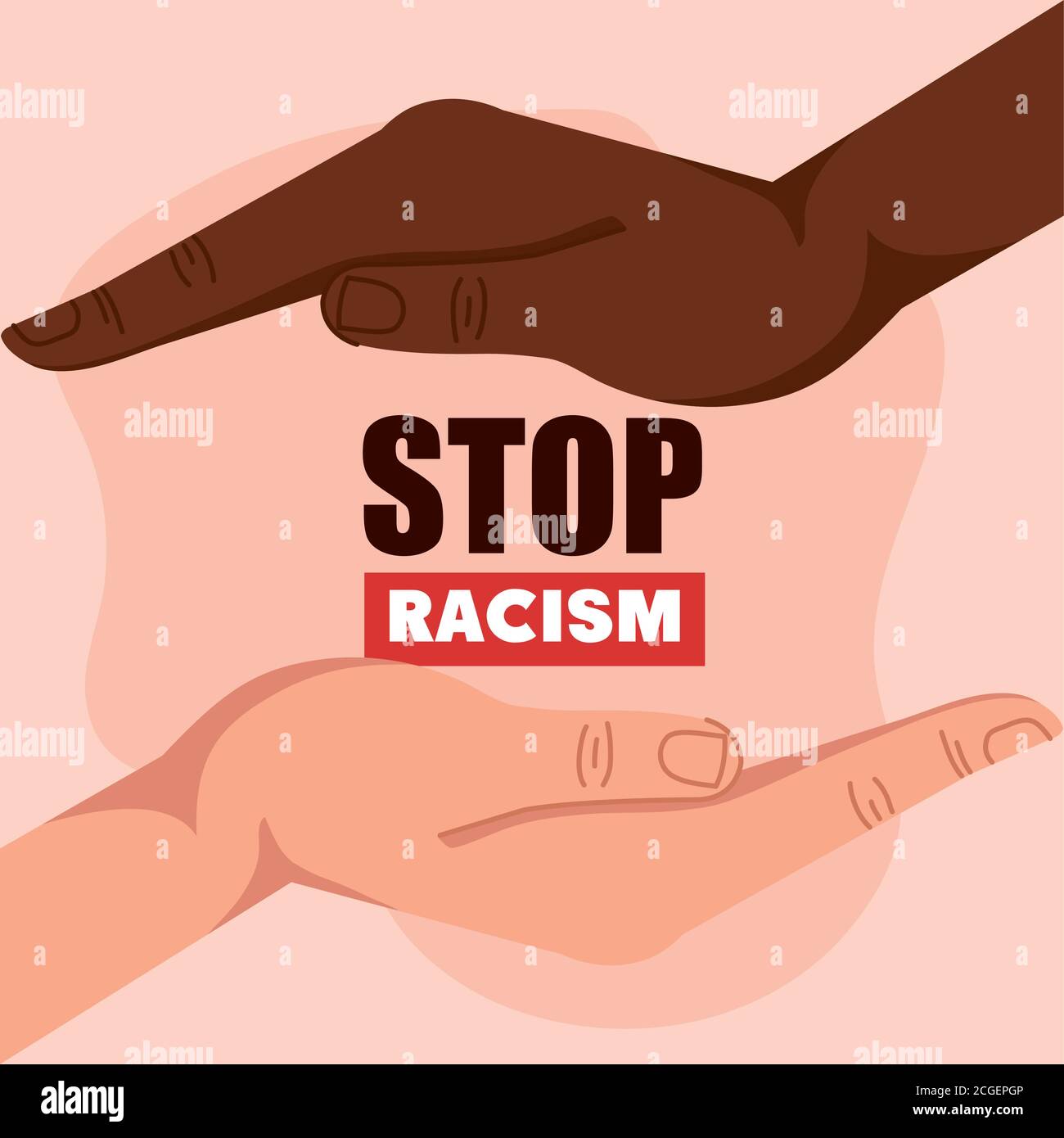 stop racism, with hands, black lives matter concept Stock Vector Image ...