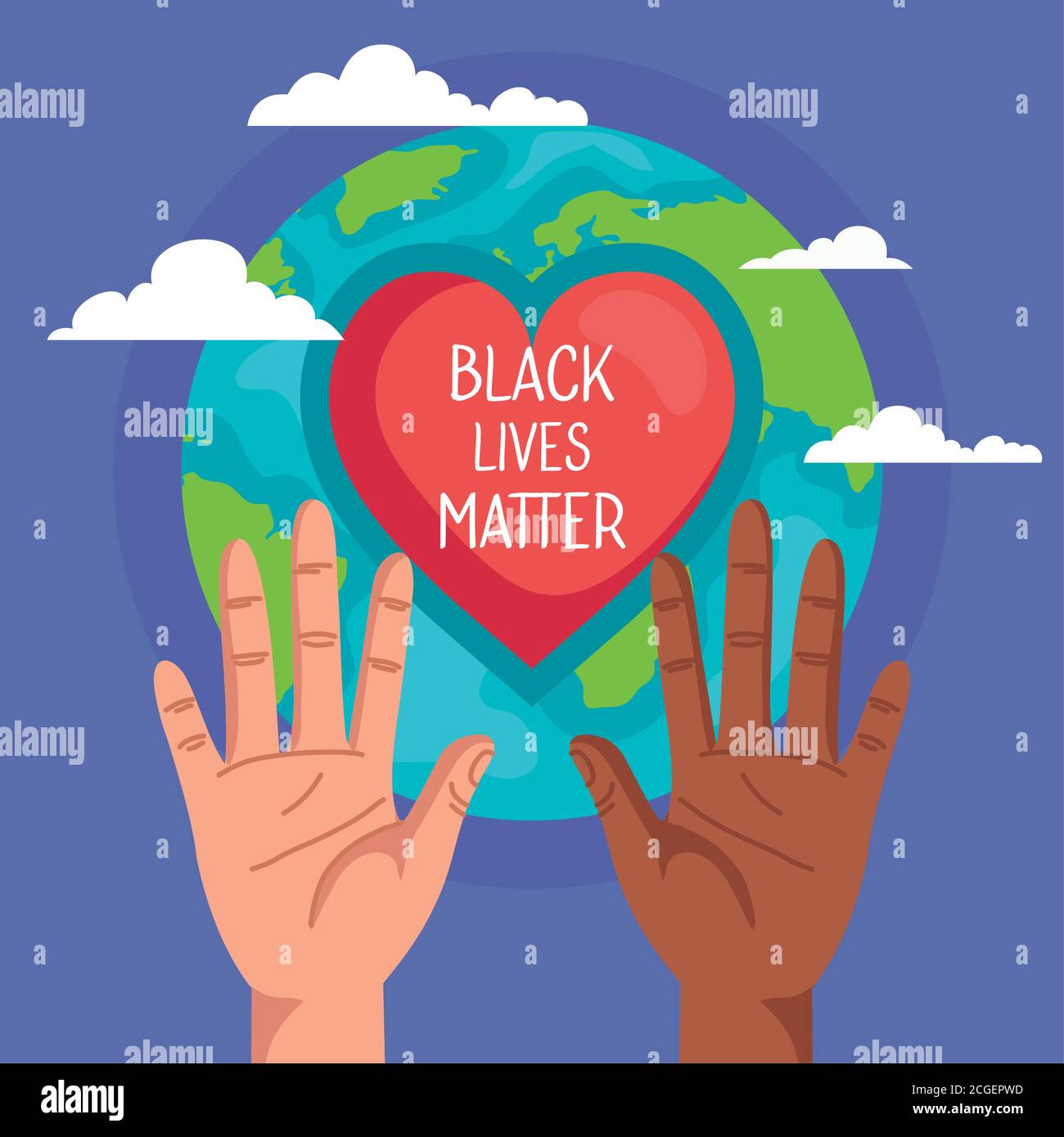 stop racism, with hands, heart and world planet, black lives matter ...