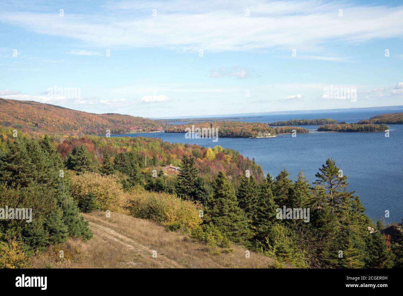 Northern Nova Scotia landscape with sea dotted by small islands Stock ...