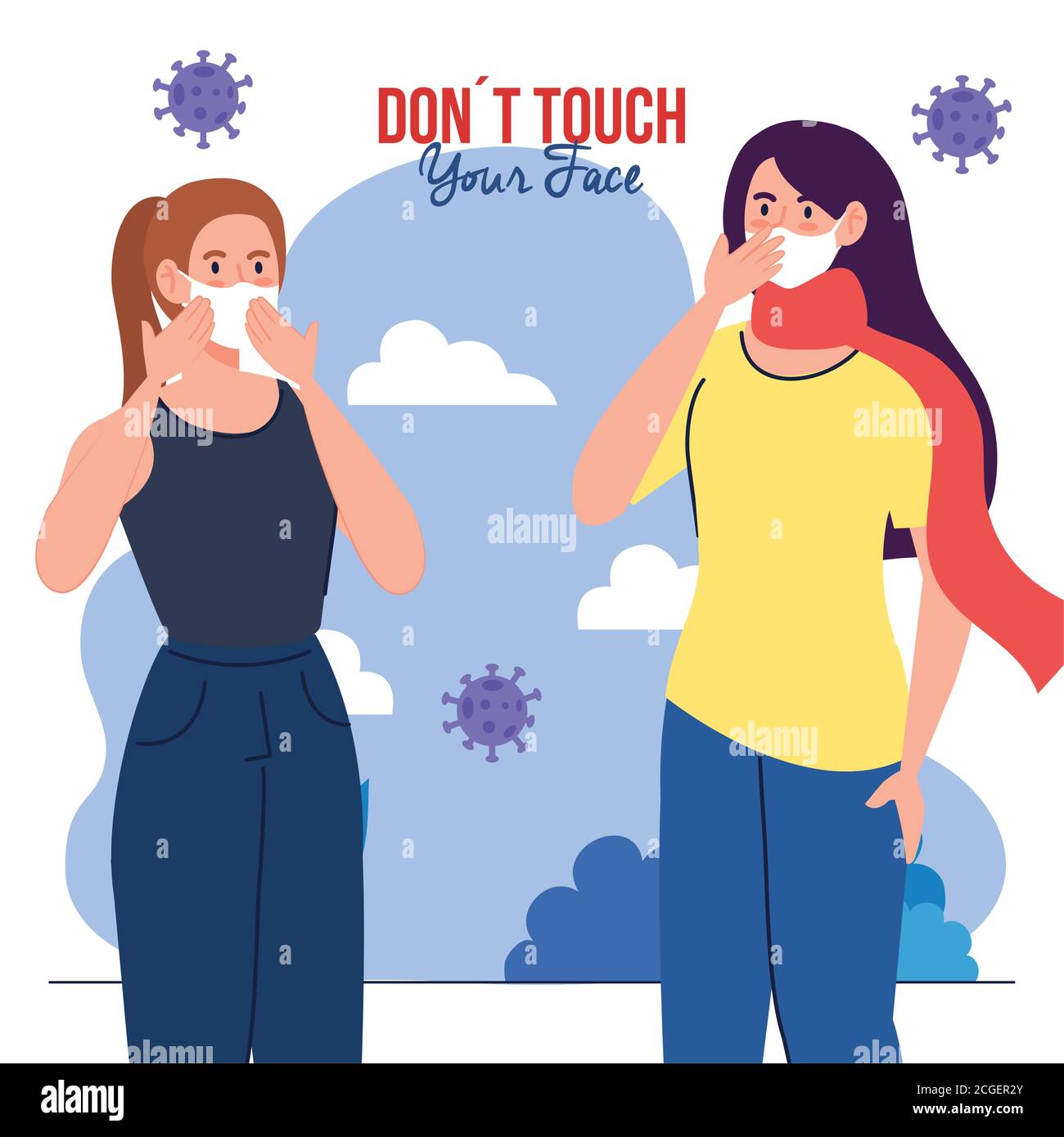 do not touch your face, women using face mask outdoor, avoid touching ...