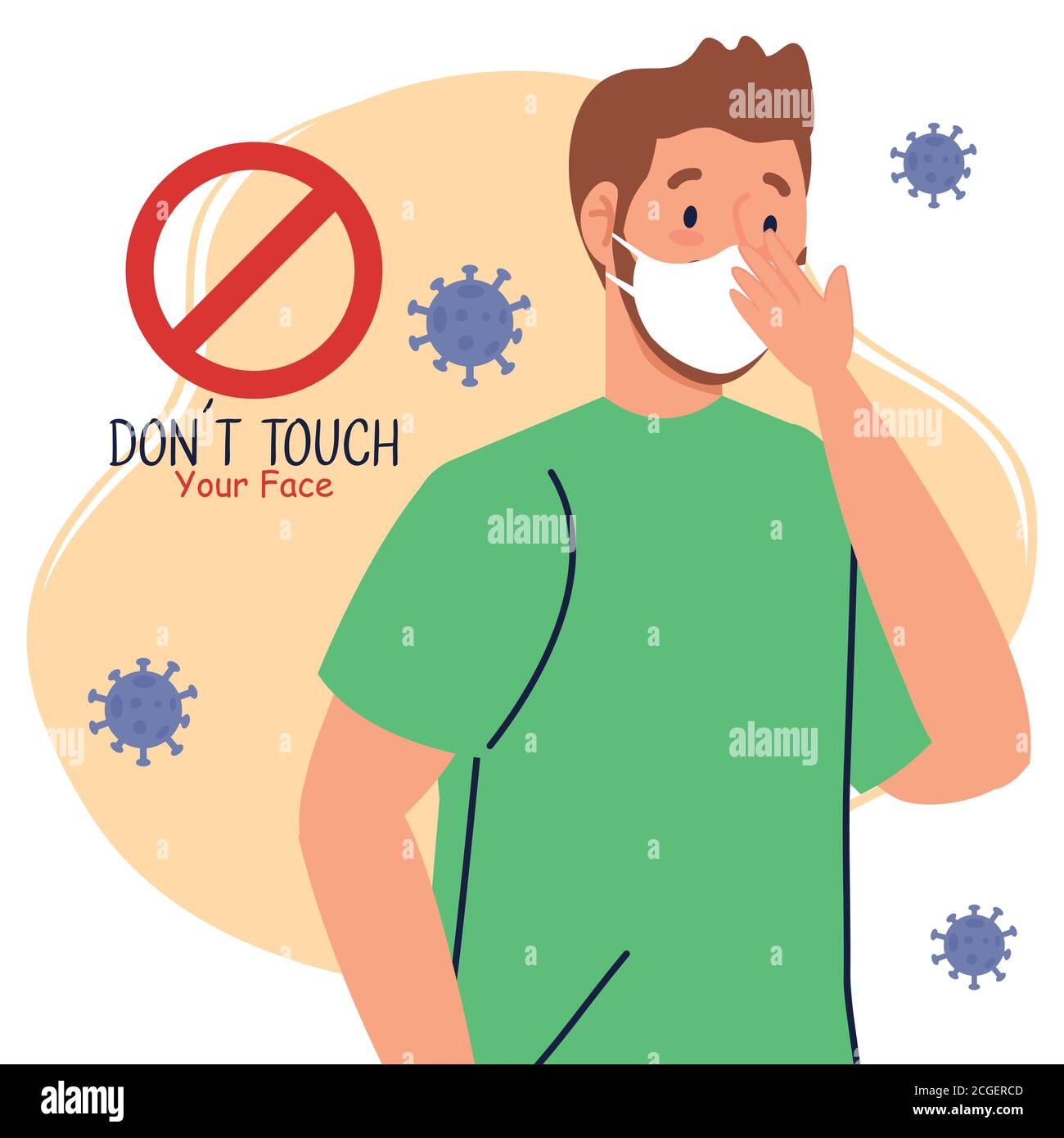 do not touch your face, man wearing face mask, avoid touching your face ...