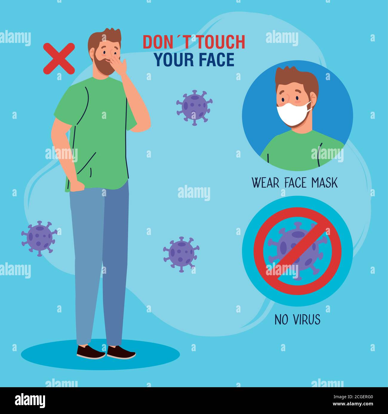 do not touch your face, man wearing respiratory protection, avoid ...