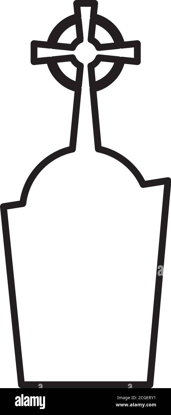 grave with cross design, death tomb cementary and scary theme Vector ...
