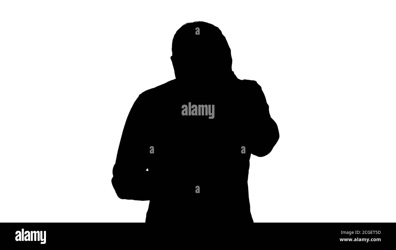 Silhouette Stressed young man shocked surprised, horrified and ...