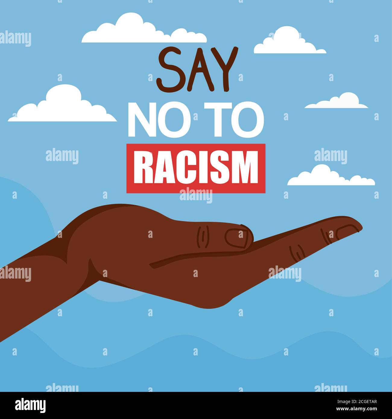 say no to racism, with hand receiving, black lives matter concept Stock ...