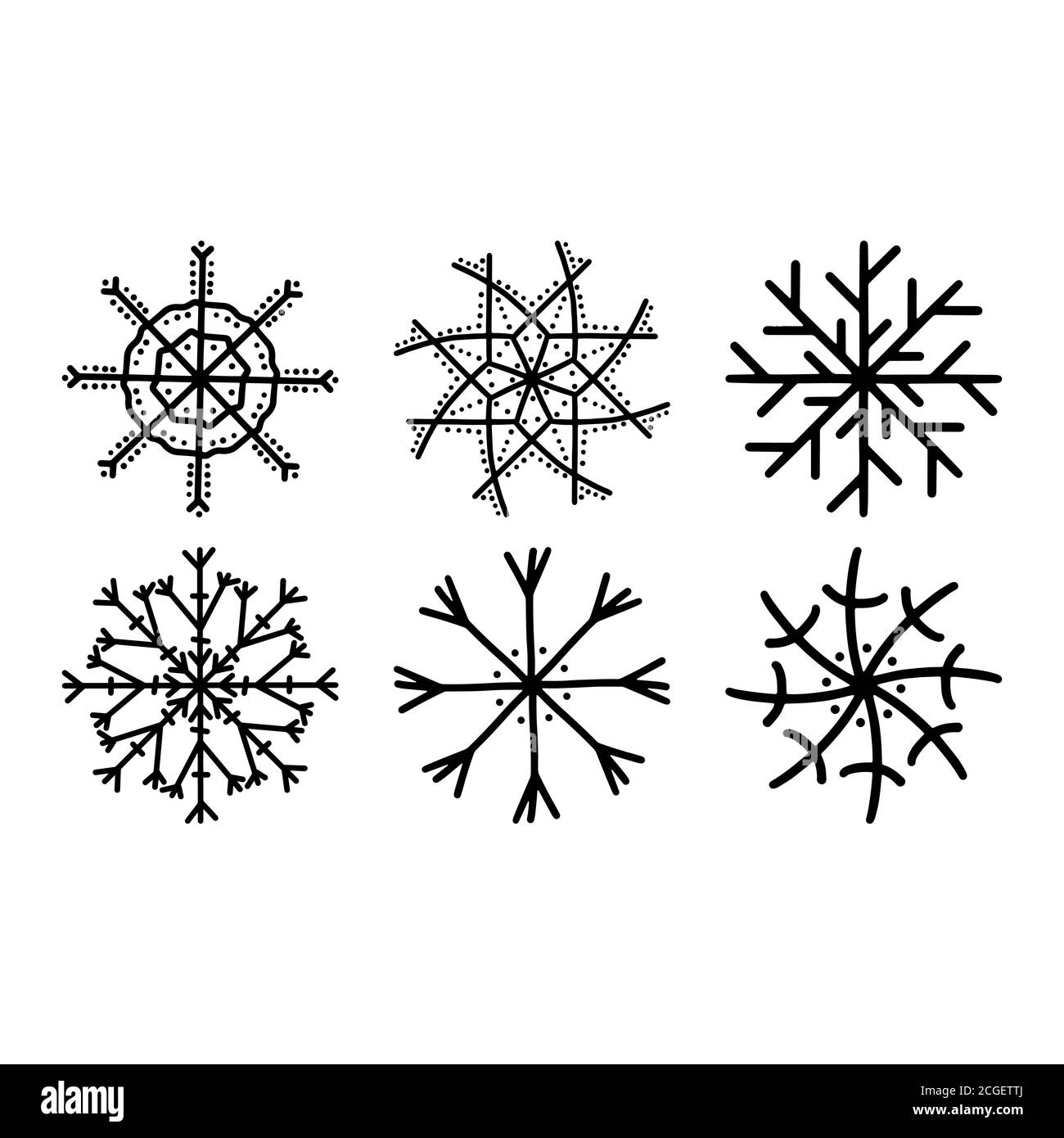 Set of hand drawn snowflakes. Isolated on white background Stock Vector ...
