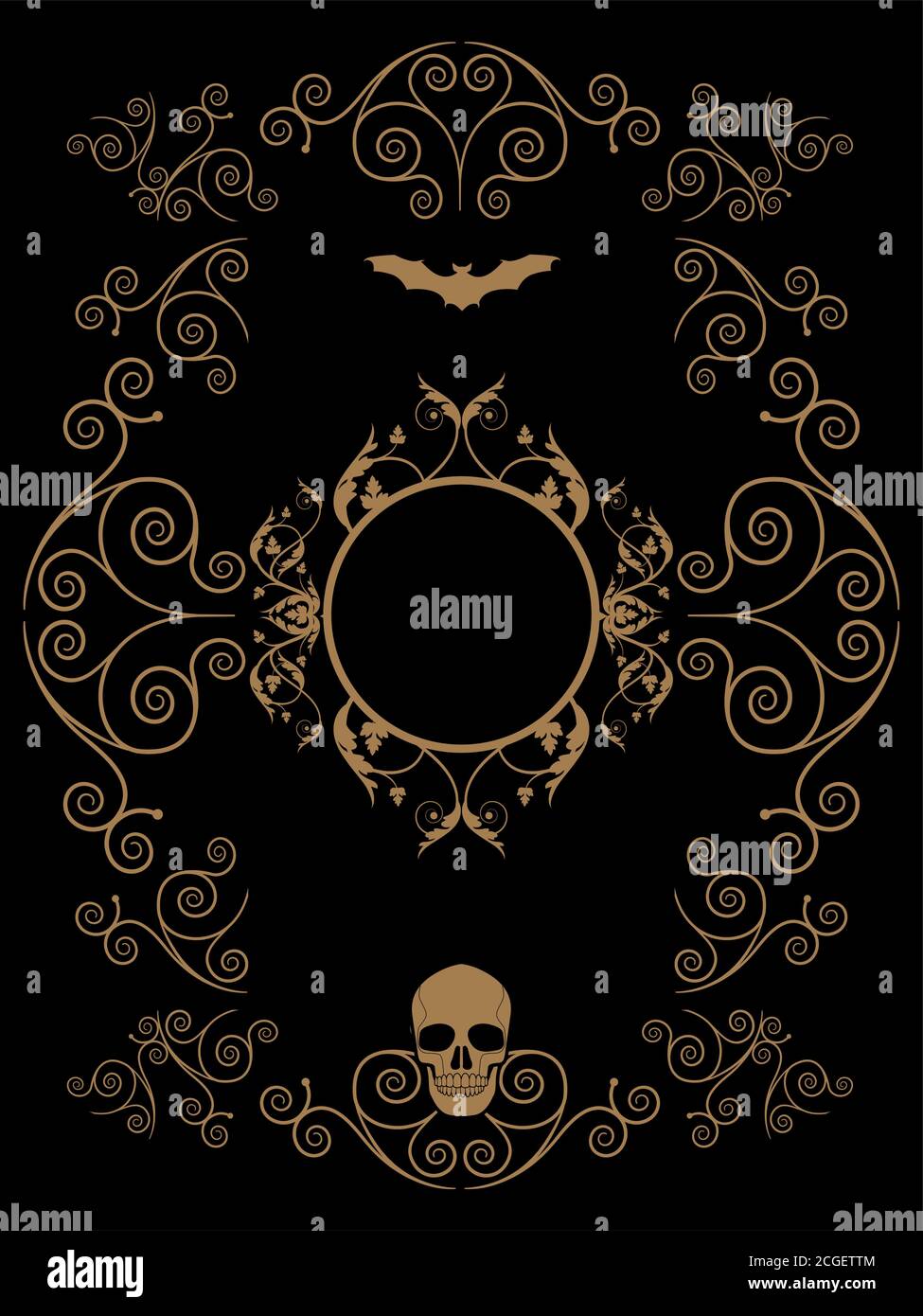 Frame illustration ornamental background with terrifying symbols ...